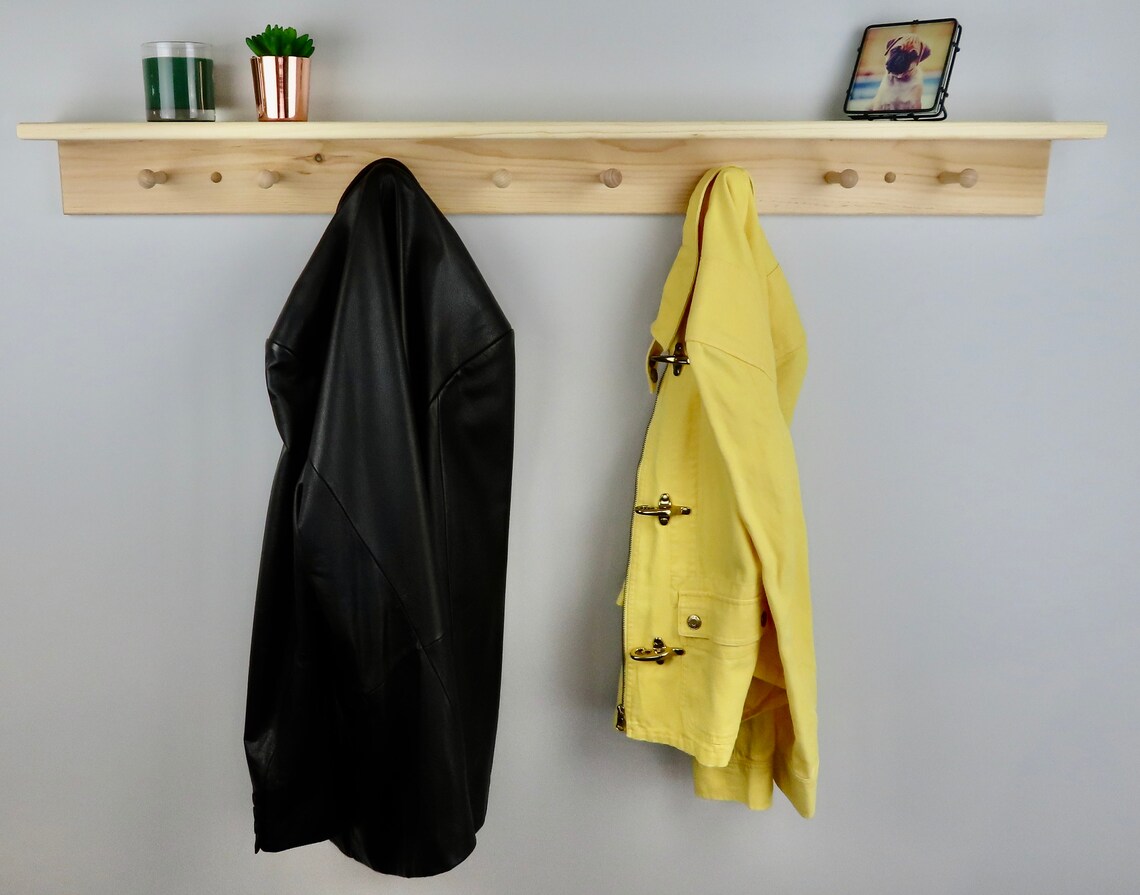Unfinished Shaker Peg Coat Hat Rack With Shelf 48 - Etsy