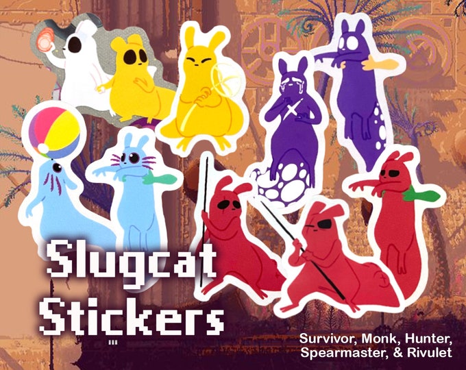 Rain World Stickers Slugcats Monk Survivor Saint Spearmaster Rivulet ...
