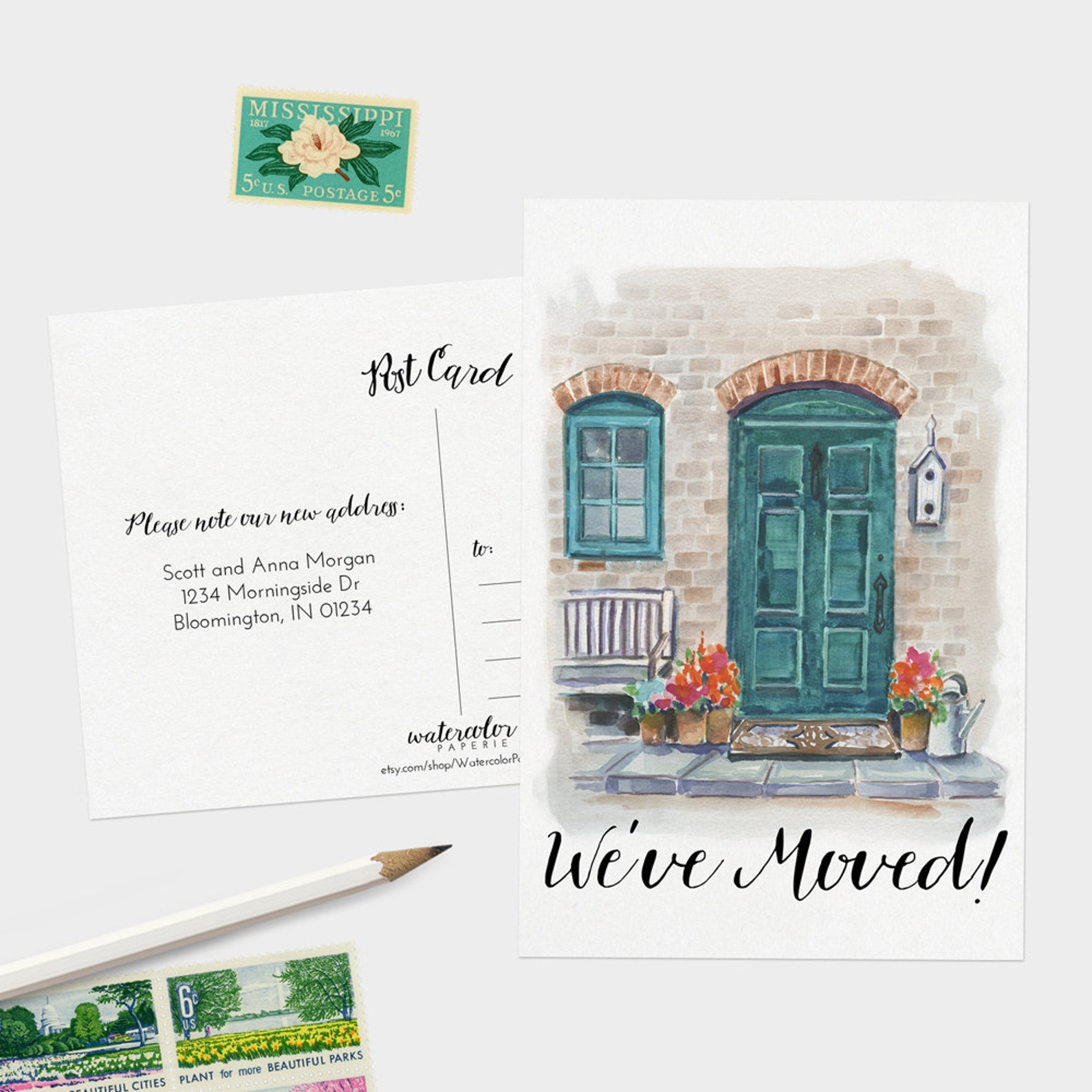 We've Moved Postcards Watercolor Moving Announcement Cards Set of 15 ...