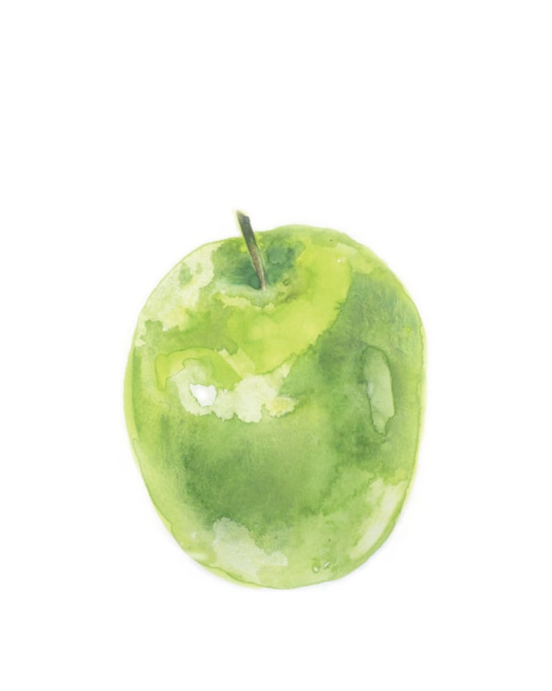 Green Apple Art Print Watercolor Fruit Painting Simple - Etsy