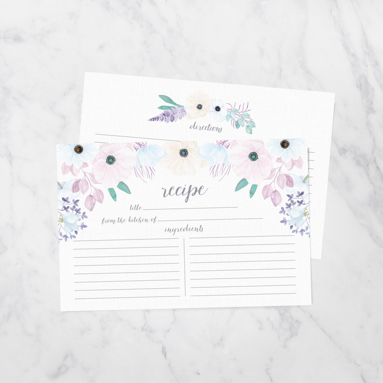 Recipe Cards Set of 15 30 50 75 or 100 Pale Blue Coral - Etsy