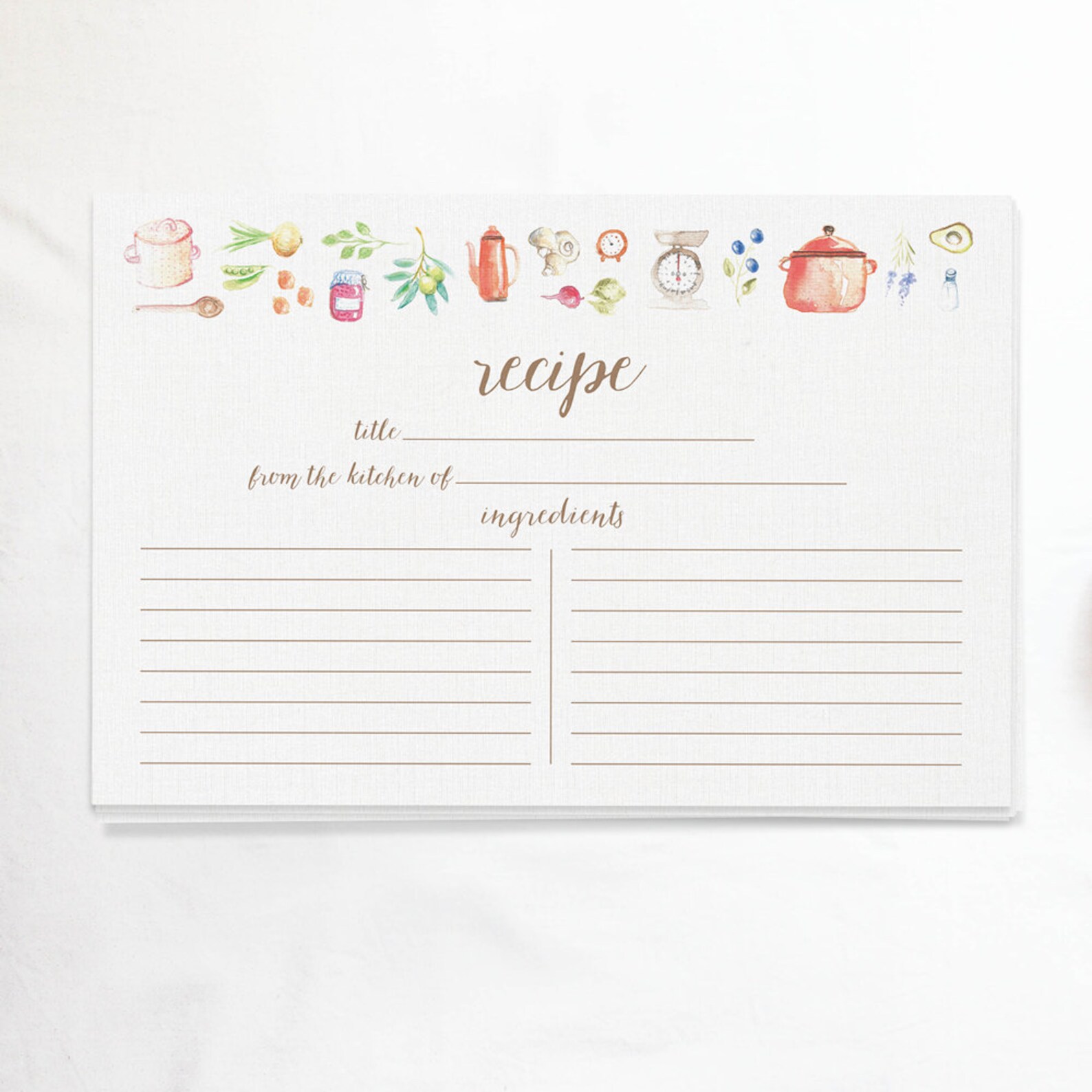 Watercolor Recipe Cards Set of 15 30 or 50 Red Pots - Etsy