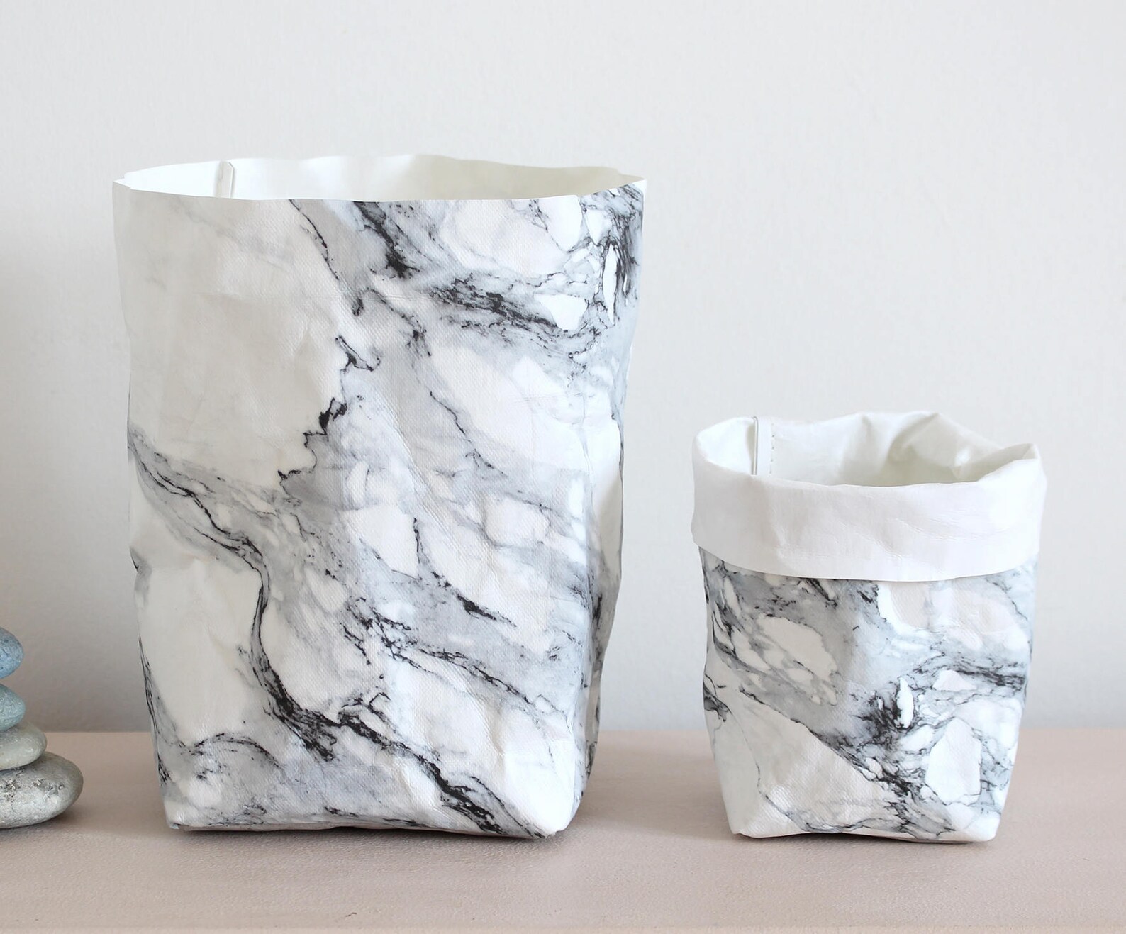 Marble Pattern Paper Bag Washable Paper Basket Minimalistic - Etsy UK