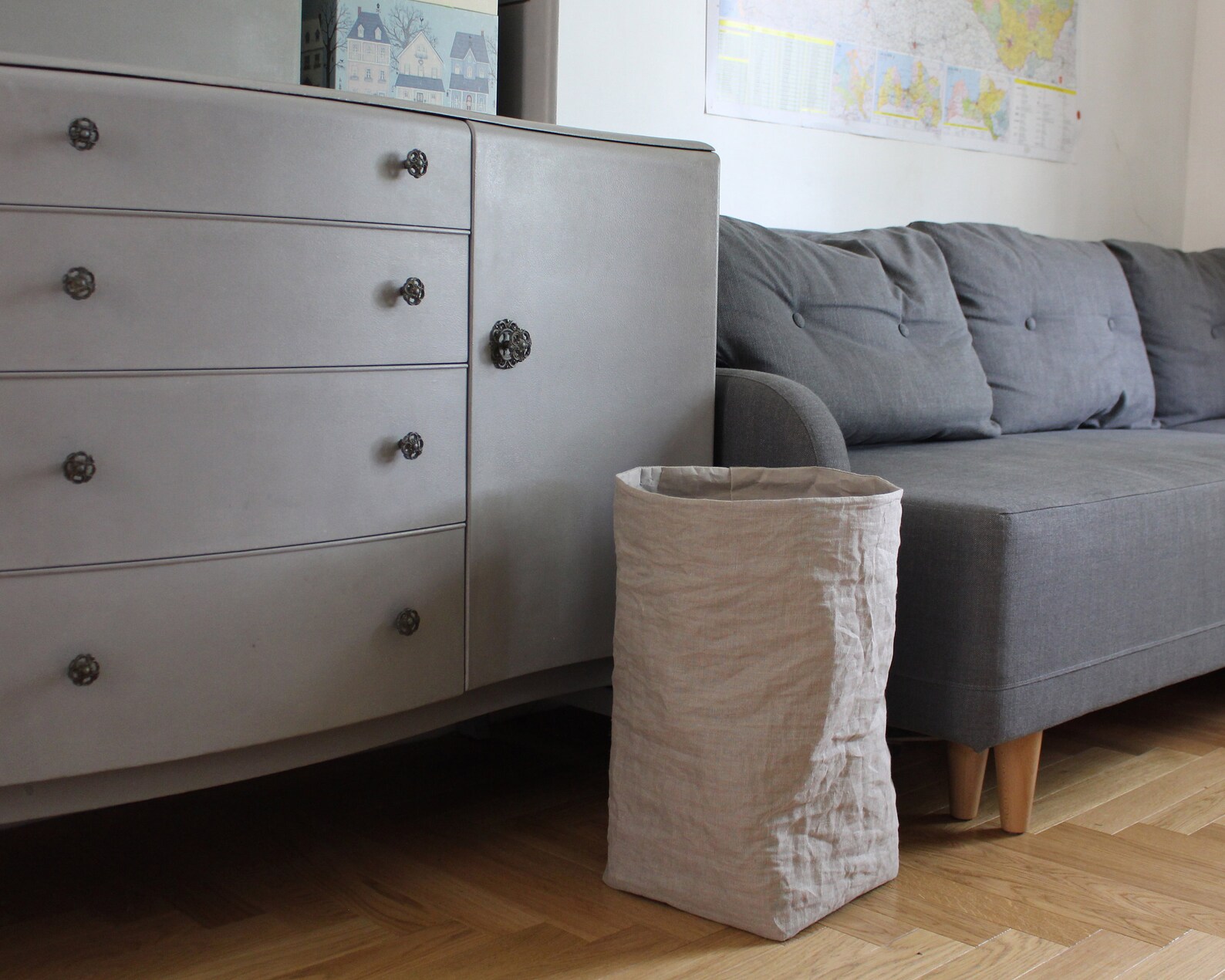 Linen basket Linen storage bag washable paper bag Kitchen | Etsy