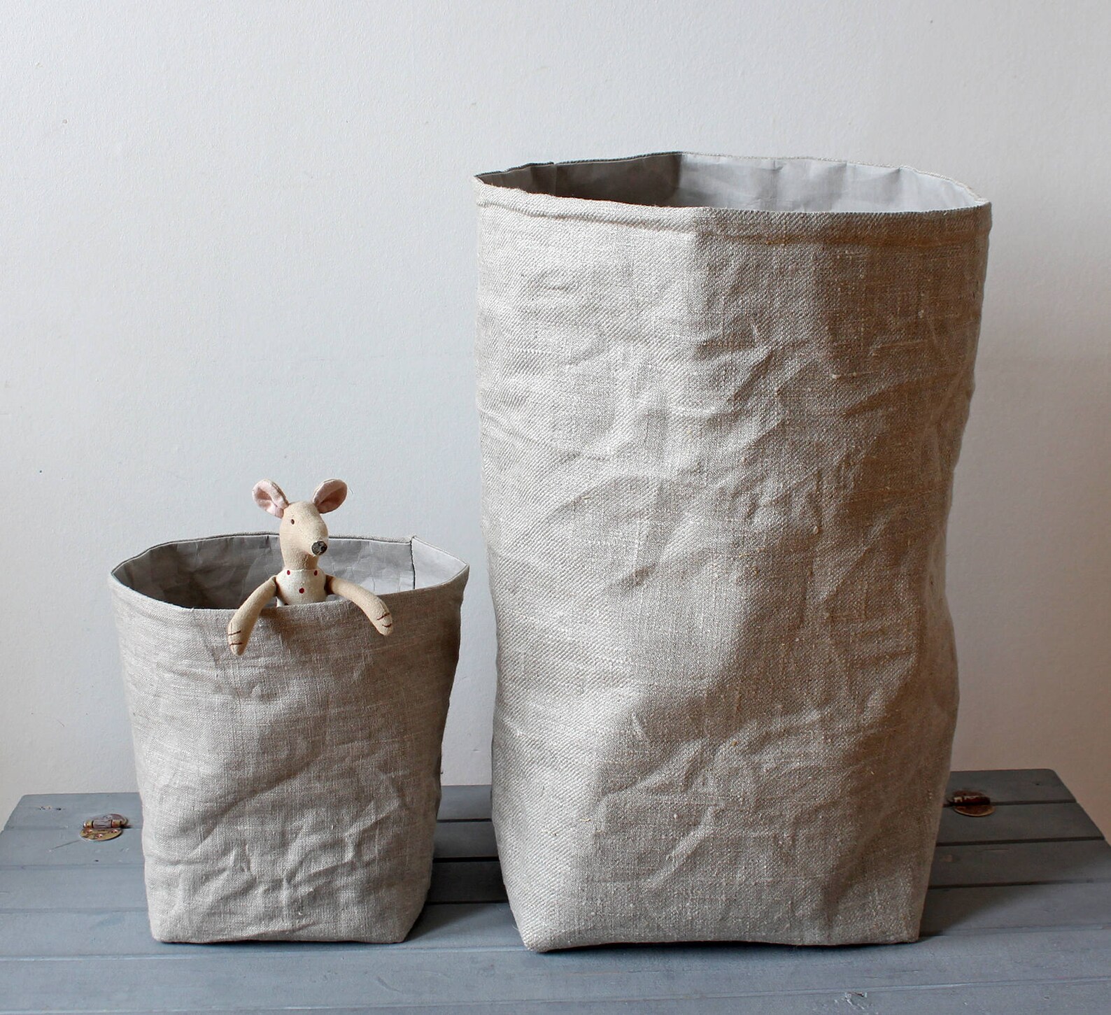 Linen Basket Linen Storage Bag Washable Paper Bag Kitchen - Etsy UK