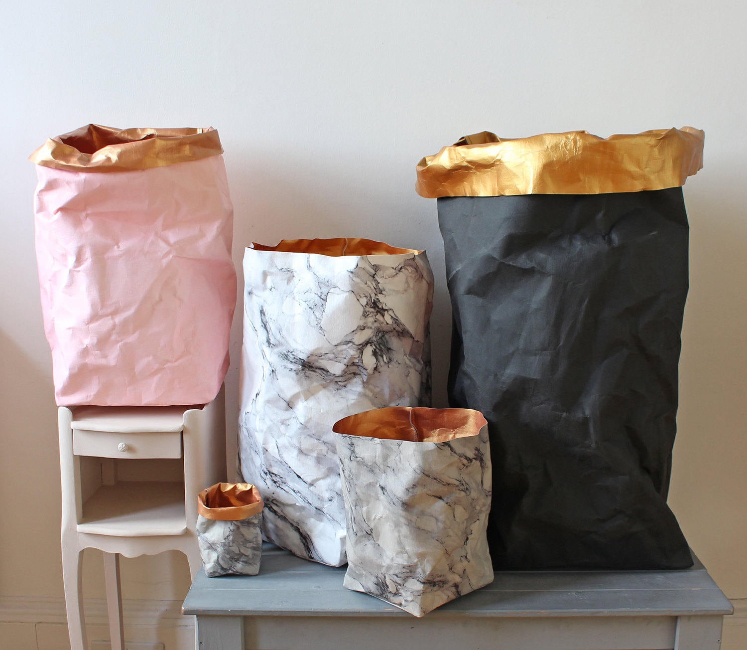 Marble Pattern Paper Bag Washable Paper Basket Minimalistic - Etsy UK