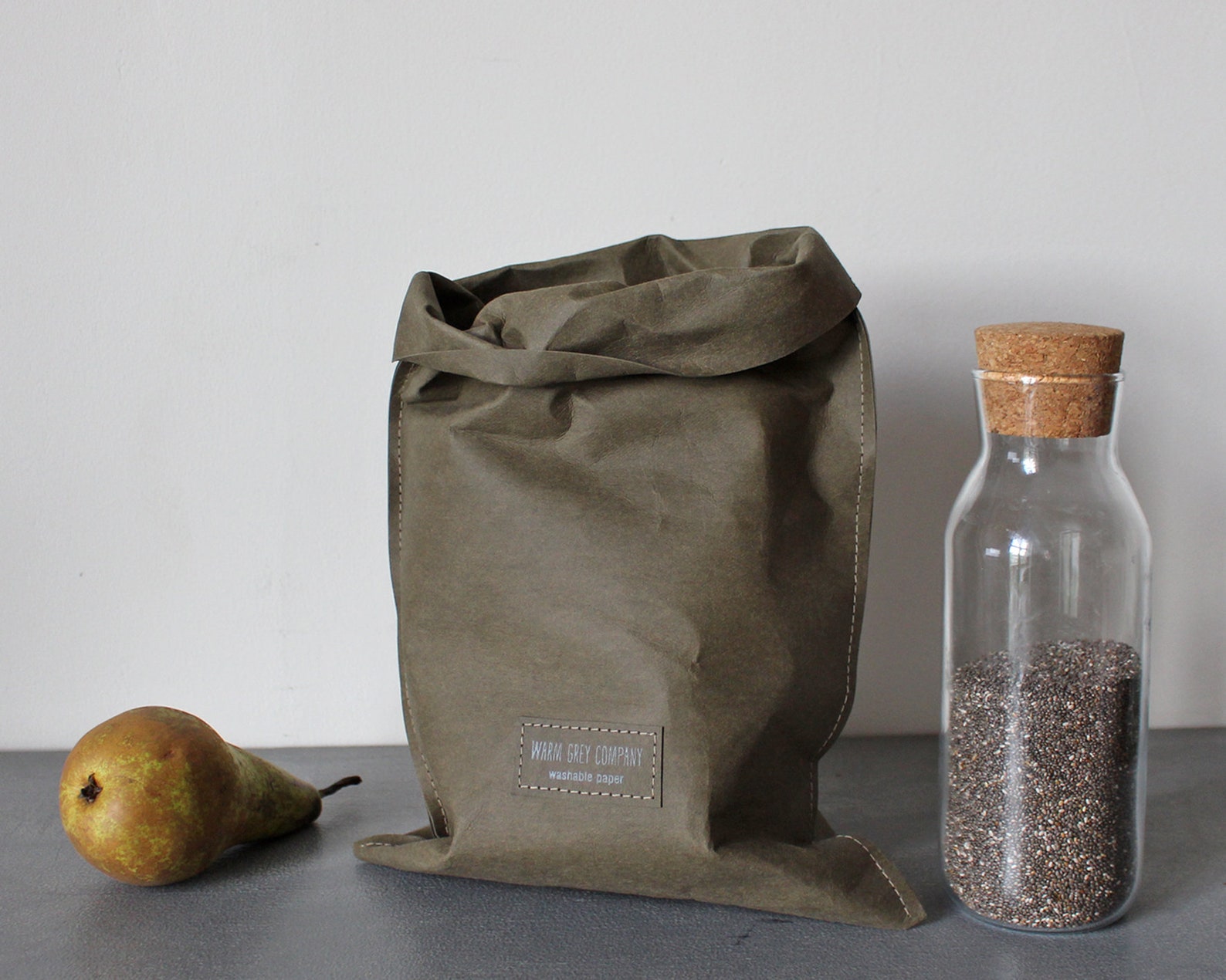 Lunch Bag Reusable paper bag washable paper bag food | Etsy