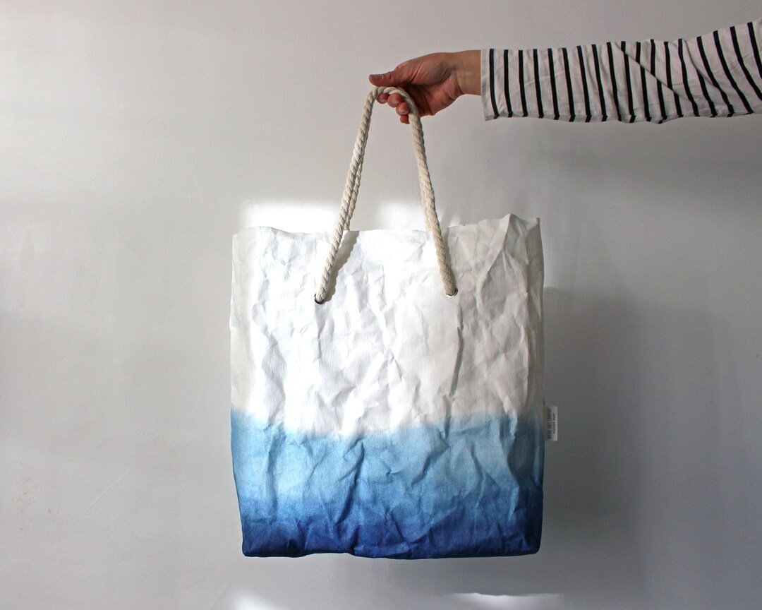 Indigo Paper Bag, Shoulder Bag, Indigo Ombre, Summer, Beach Tote ...