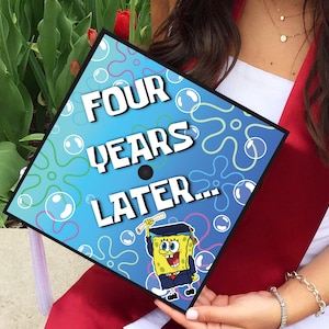 Custom Grad Cap Topper Four Years Later Funny Cartoon Graduation - Etsy