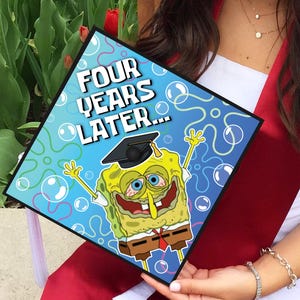 Custom Grad Cap Topper Four Years Later Funny Cartoon Graduation - Etsy