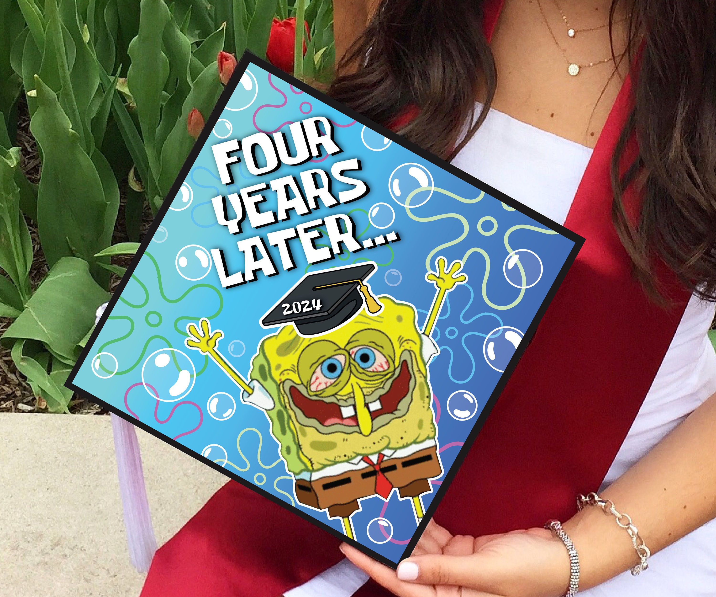 Four Years Later Funny Graduation Cap Topper Cartoon Personalized - Etsy