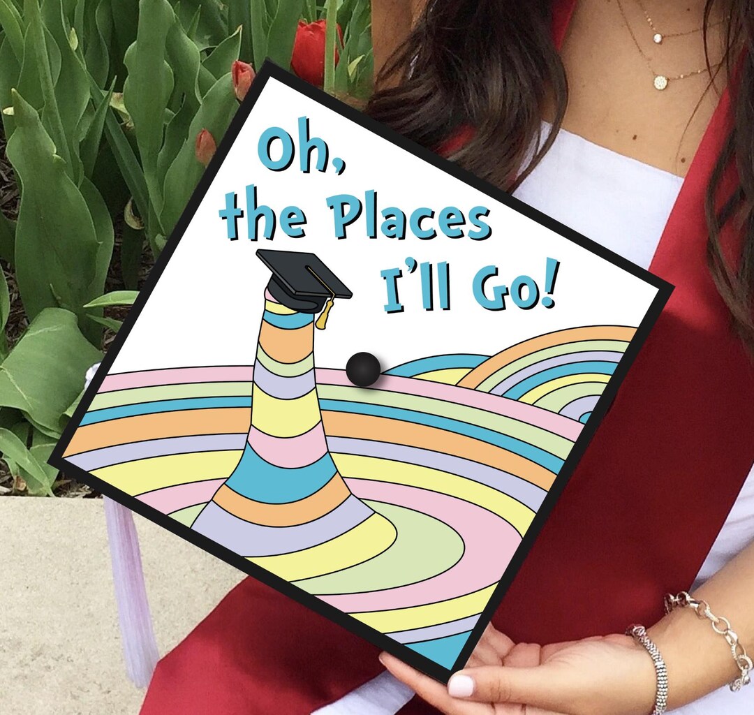 Custom Grad Cap Topper Children's Book Oh the Places I'll Go Graduation ...