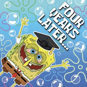 Custom Grad Cap Topper Four Years Later Funny Cartoon Graduation - Etsy