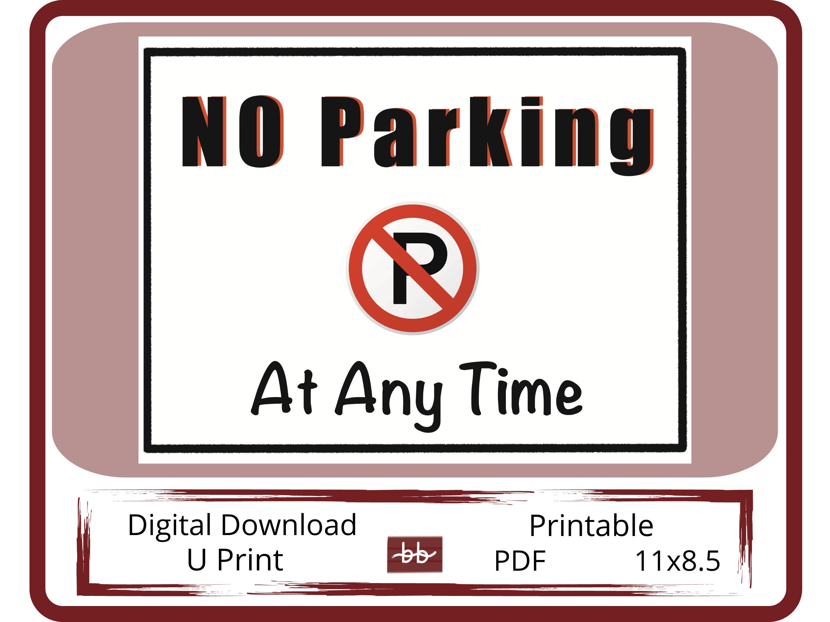 NO Parking at Any Time, Digital Download Sign for Small Business to ...