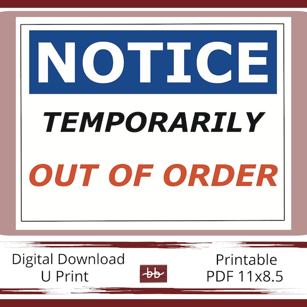 Out of Order Signs - Etsy UK