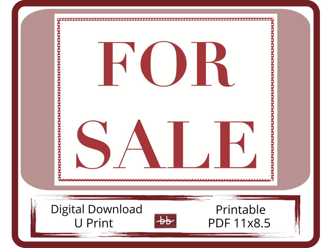 FOR SALE Sign, 11 X 8.5 PDF Digital Download, Print From Home, Selling ...