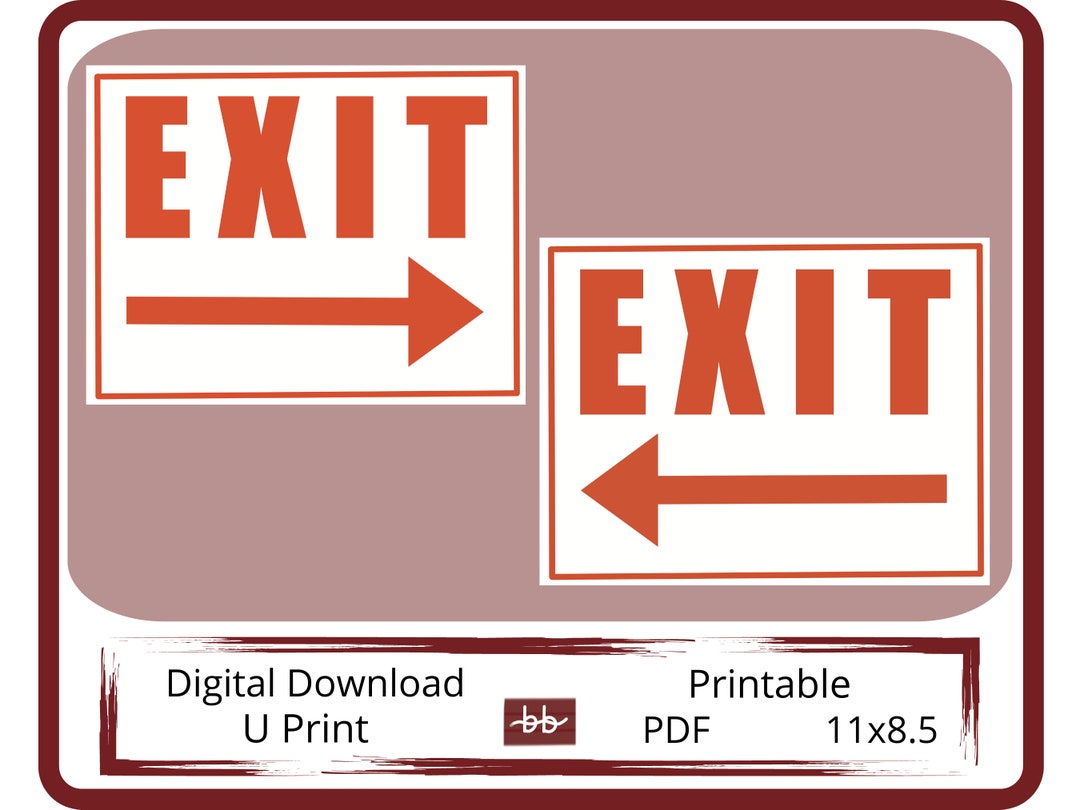 EXIT SIGN, Left and Right Arrow BUNDLE of 2 Emergency Exit Signs to ...