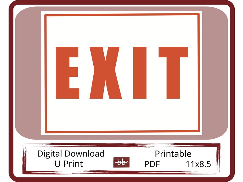 EXIT SIGN, Emergency Exit Sign to Post Egress From Store, Print From ...