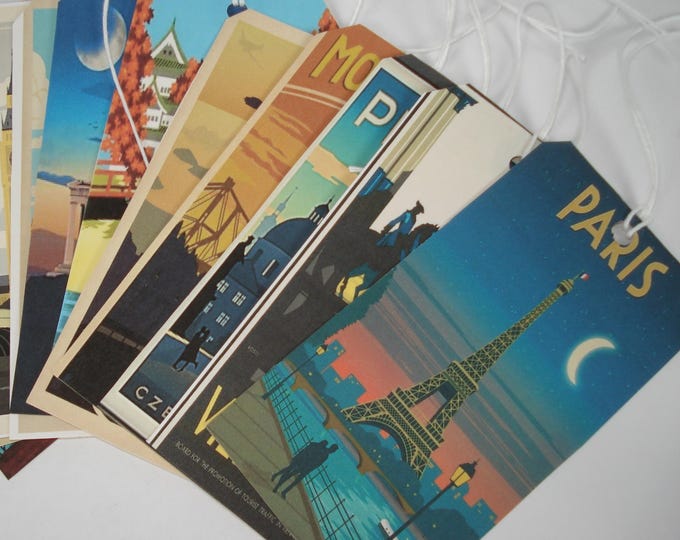 Vintage World Travel Poster Tags, Travel Tags, Scrapbook Embellishing ...