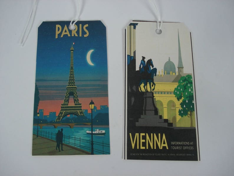 Vintage World Travel Poster Tags Travel Tags Scrapbook - Etsy