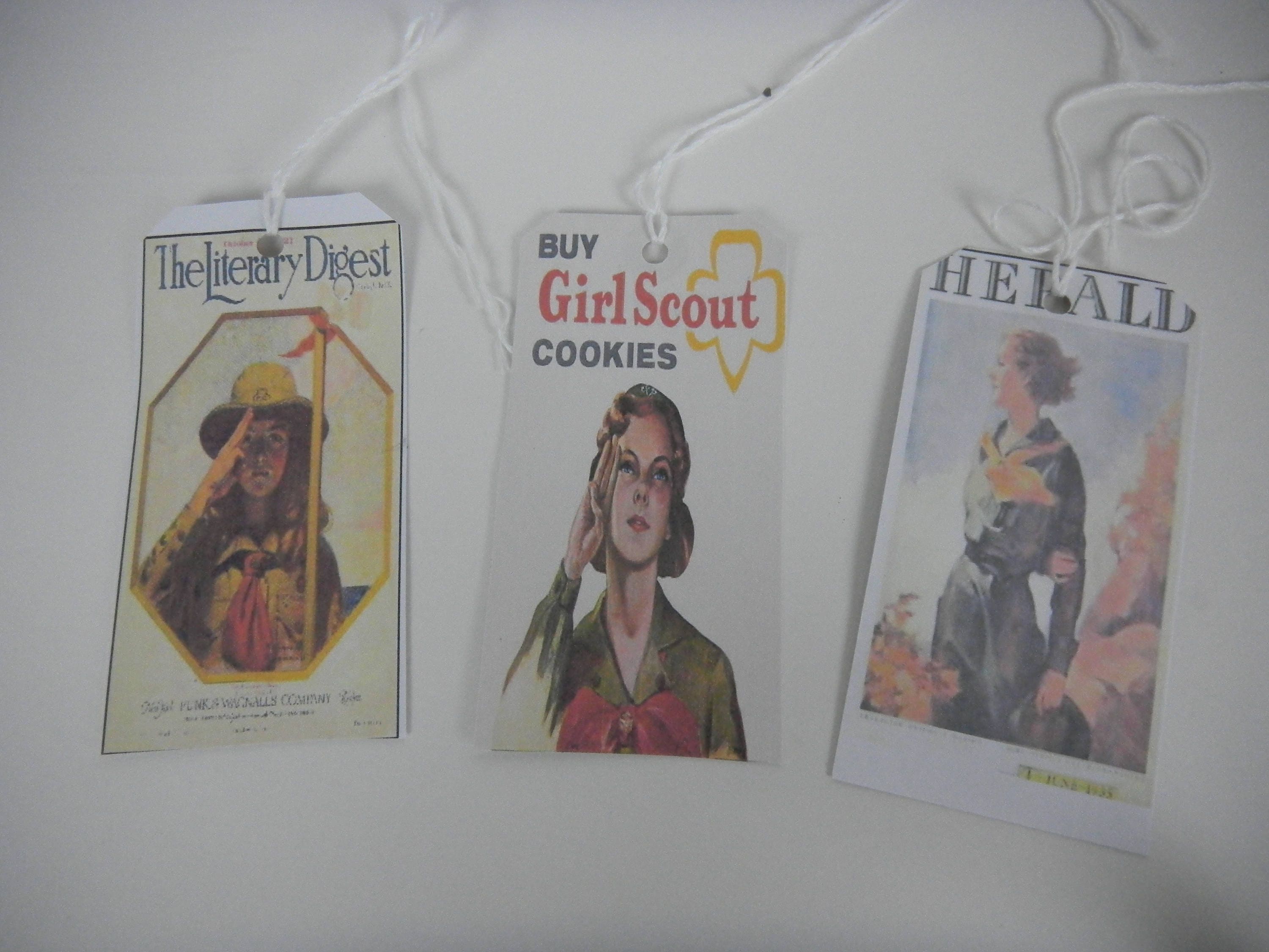 Girl Scout Tags Vintage Girl Scout Illustration Tags Girl - Etsy