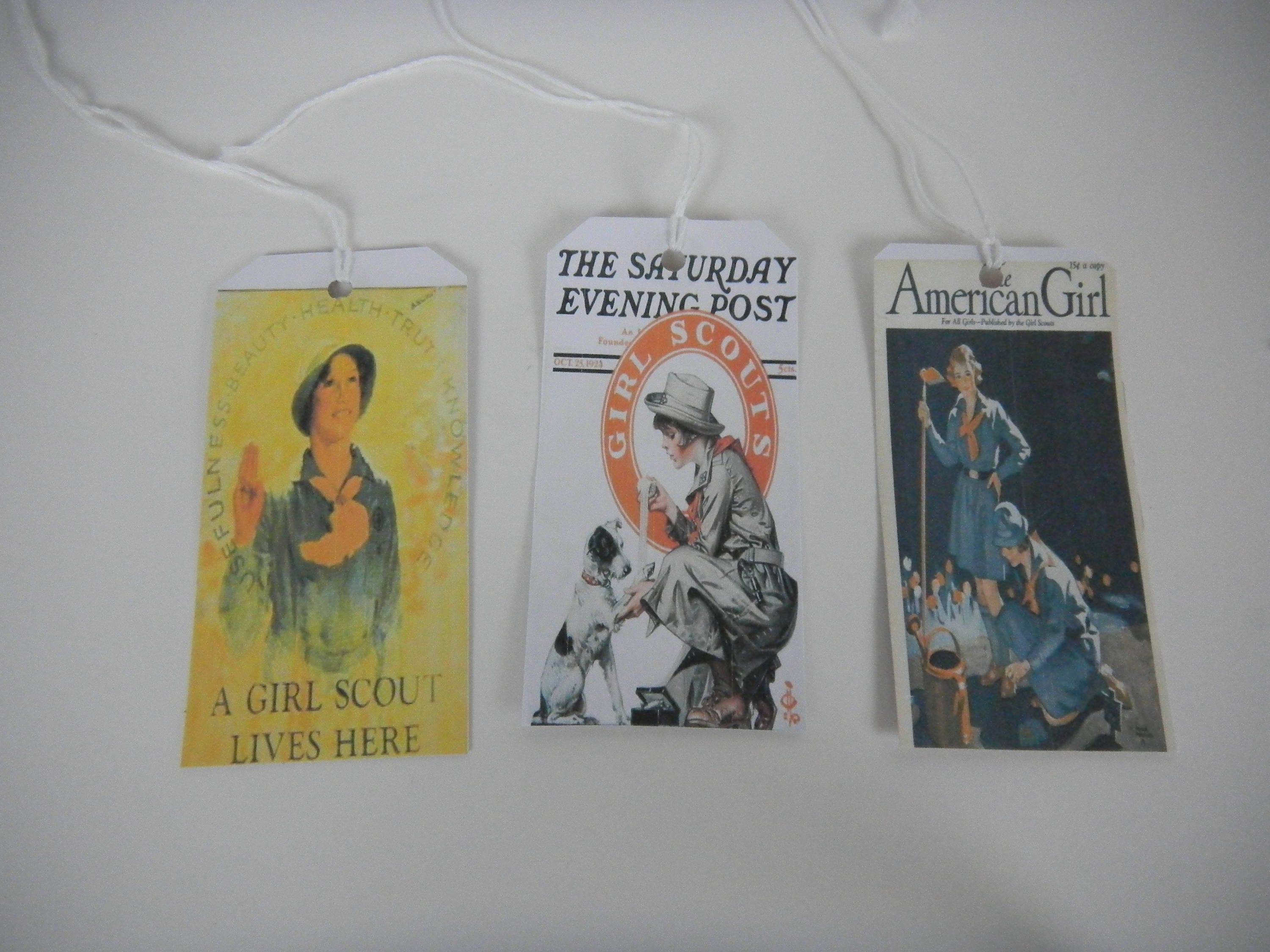 Girl Scout Tags Vintage Girl Scout Illustration Tags Girl - Etsy