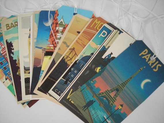 Vintage World Travel Poster Tags Travel Tags Scrapbook - Etsy