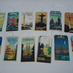 Vintage World Travel Poster Tags, Travel Tags, Scrapbook Embellishing ...