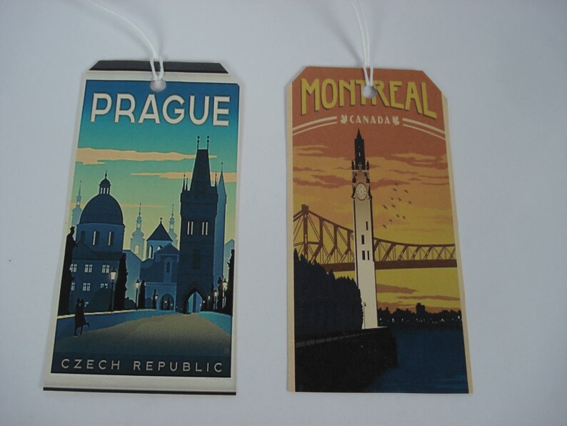 Vintage World Travel Poster Tags Travel Tags Scrapbook | Etsy
