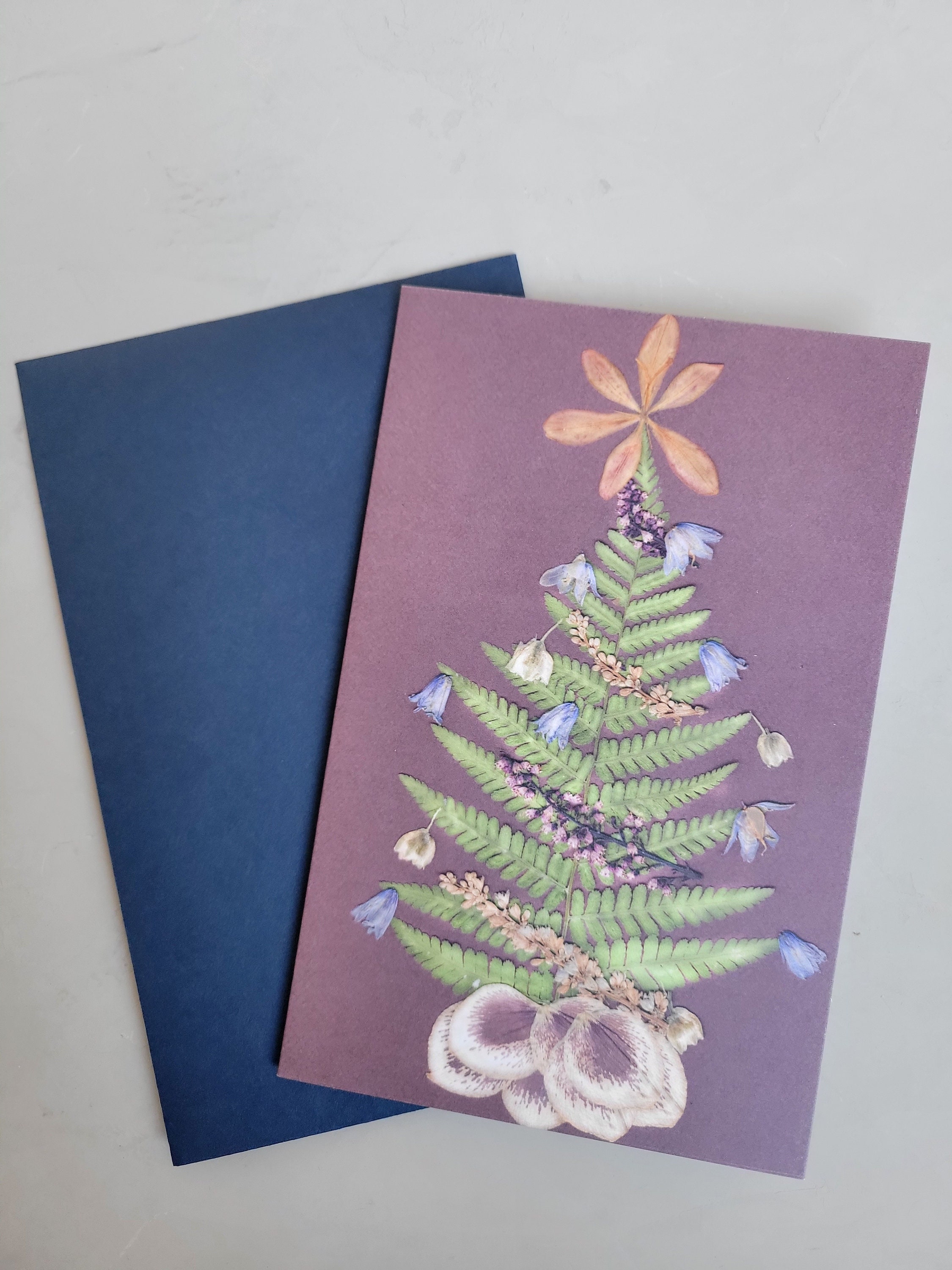 Card Featuring Pressed Flower Christmas Tree - Etsy