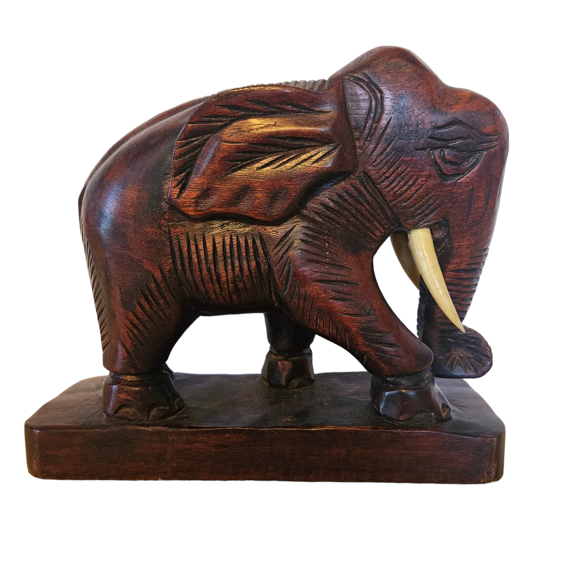 African Carved Teak Wood Elephant Statue 8 - Etsy