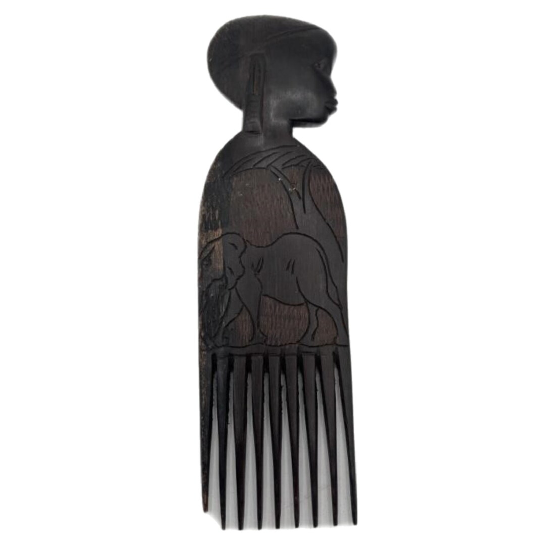 Vintage Ebony Wood Hand Carved African Hair Comb 9 - Etsy