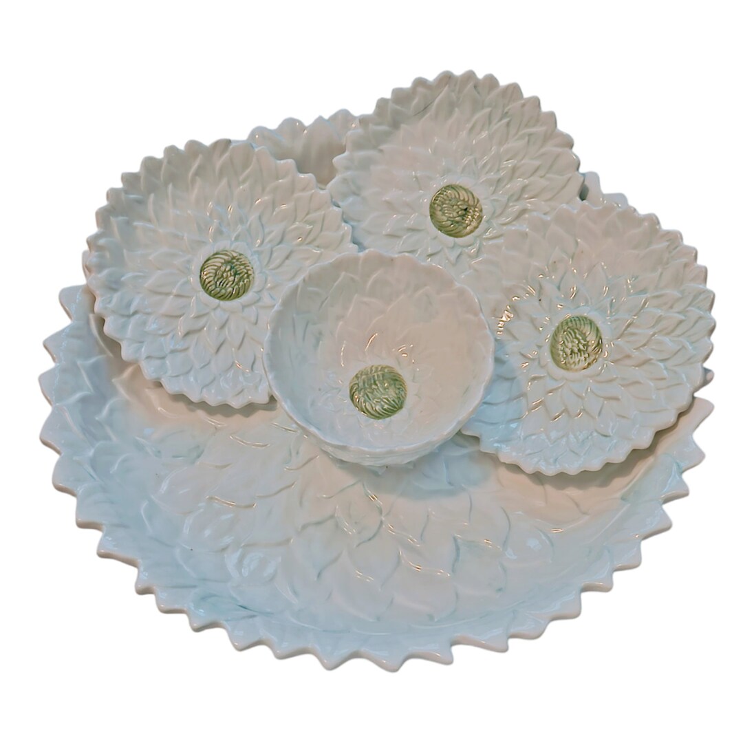 Mikasa Silk Floral Teal Chip & Dip Set 15 With 3 Snack Plates - Etsy