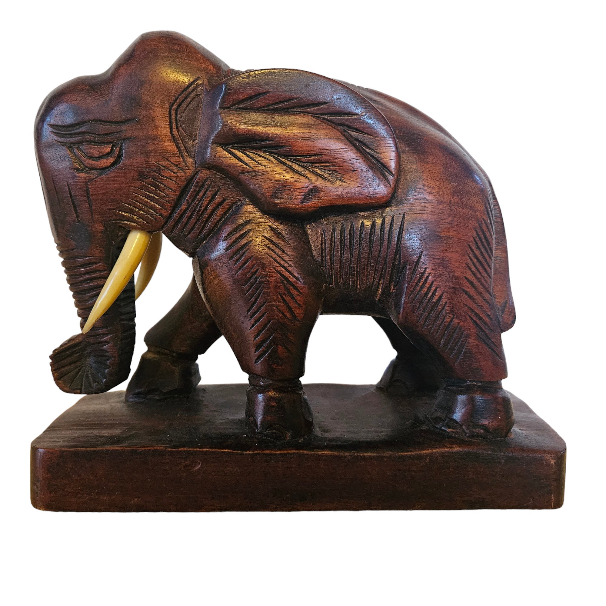 African Carved Teak Wood Elephant Statue 8 - Etsy