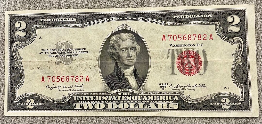 Two Dollars Bank Note 1953 B Red Seal Vintage - Etsy
