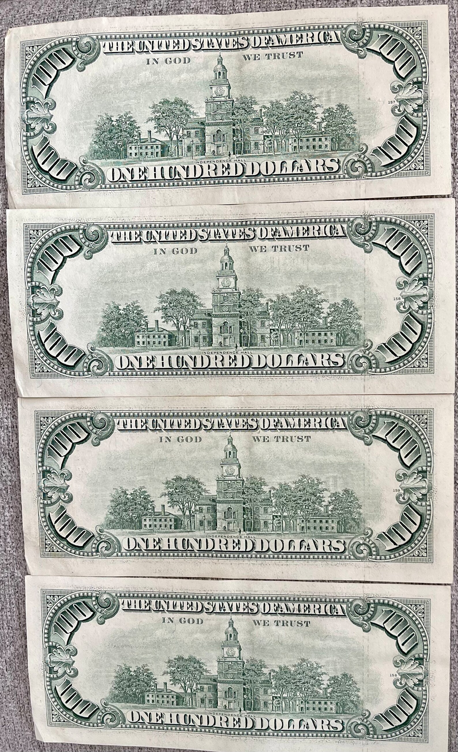4 Uncirculated 100 Dollars Note With Sequential Numbers - Etsy