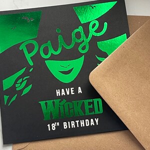Wicked Birthday Card Wicked Musical Theatre Greetings Card HANDMADE ...