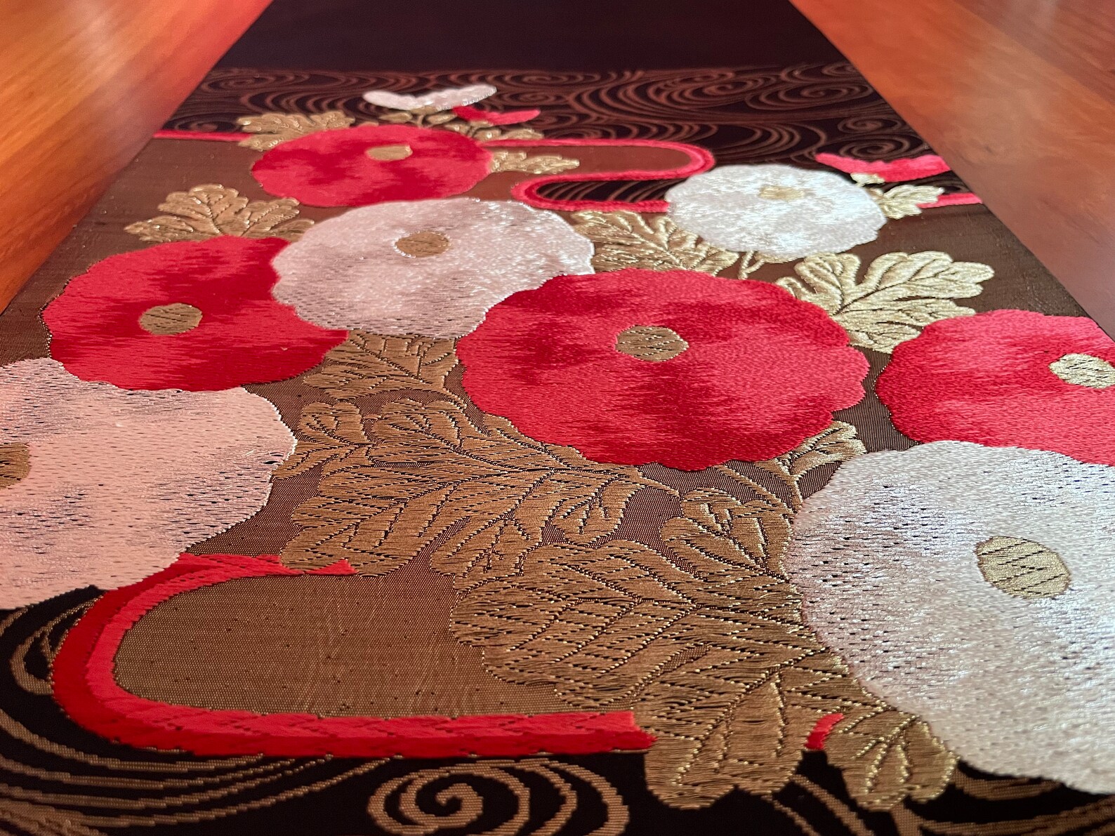 Japanese Obi Table Runner Black Gold Silver With White & - Etsy Australia