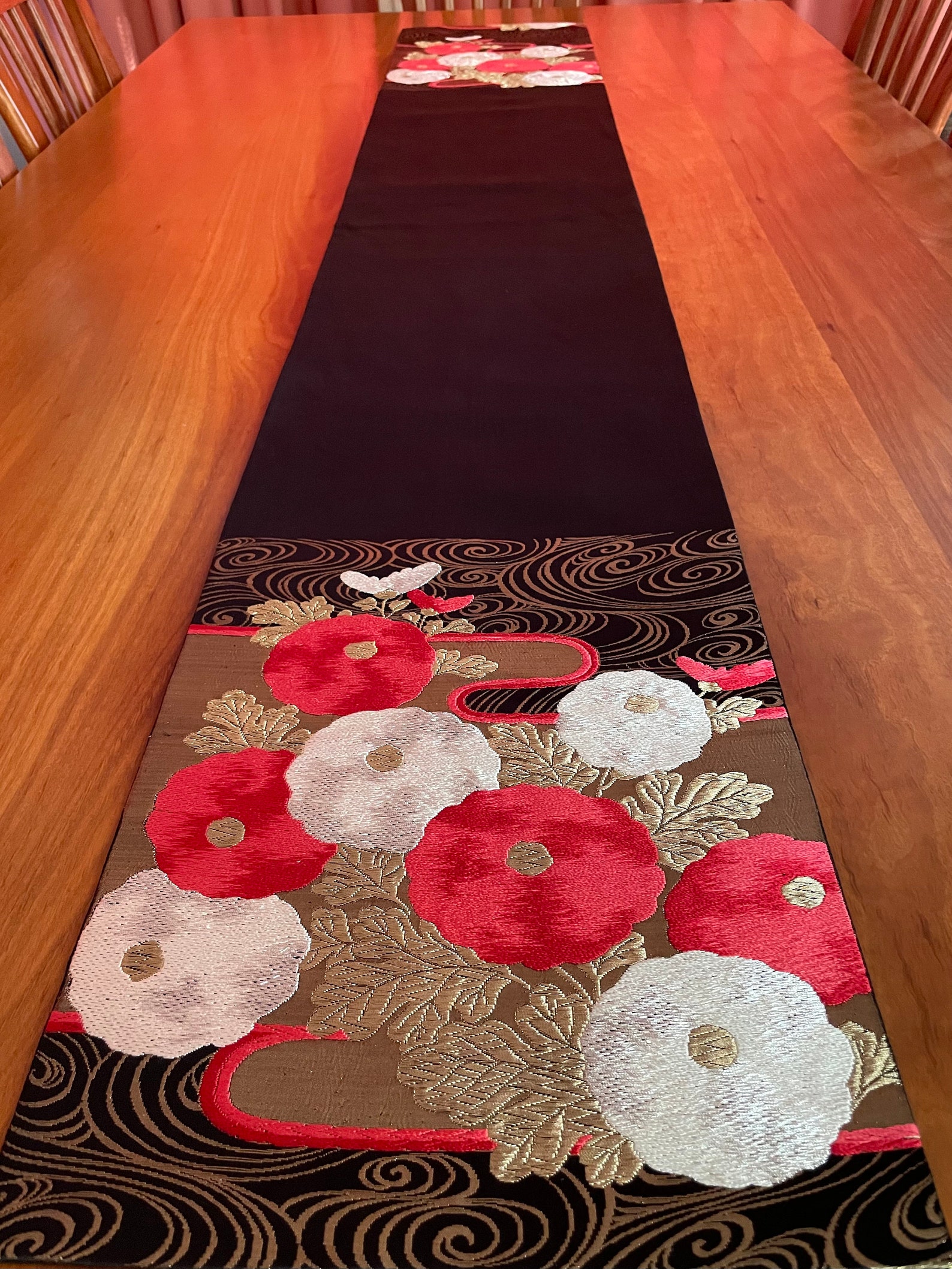 Japanese Obi Table Runner Black Gold Silver With White & - Etsy Australia