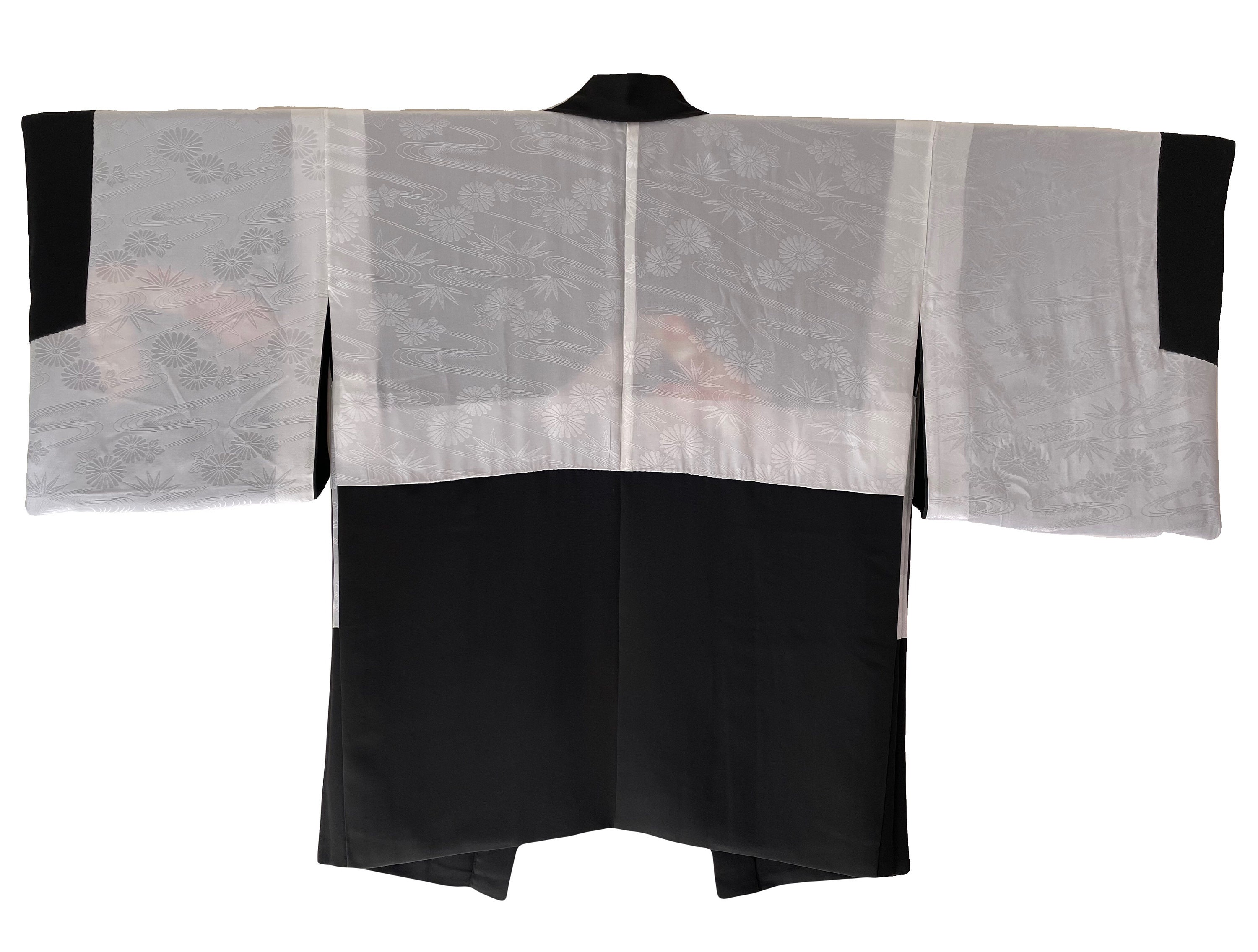 Vintage Japanese Haori Kimono Jacket Black With Ribbon Pattern - Etsy ...