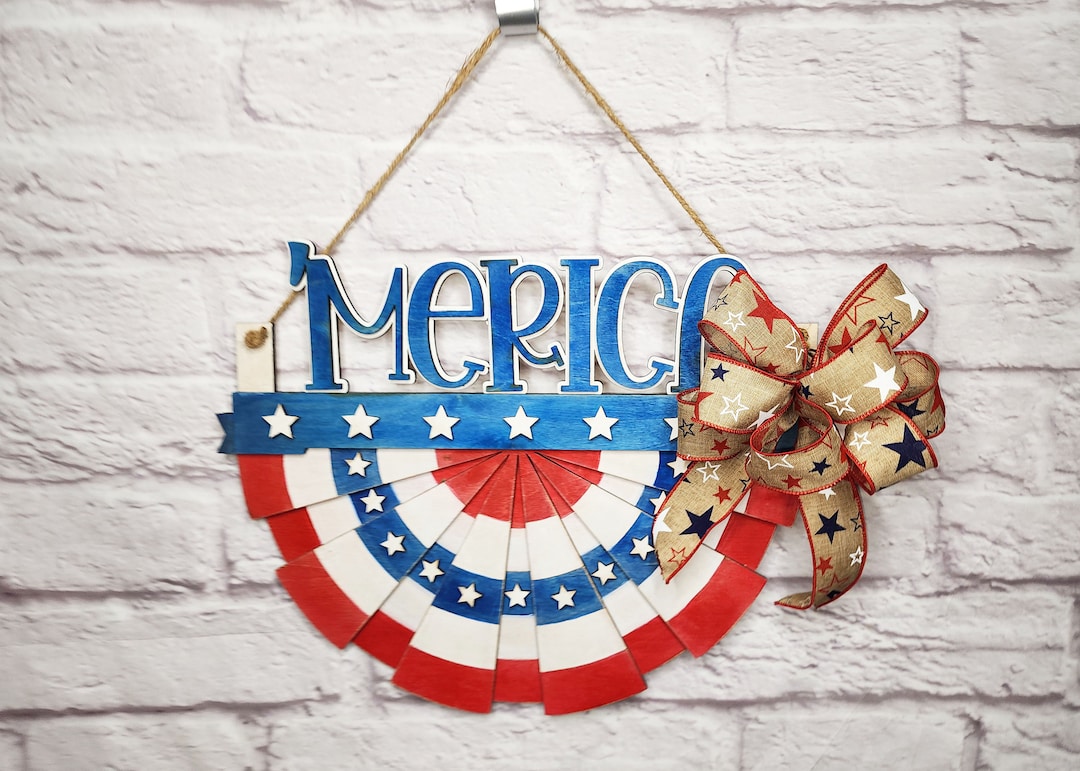 Patriotic Bunting Door Hanger: Interchangeable 'merica' & 4th of July ...