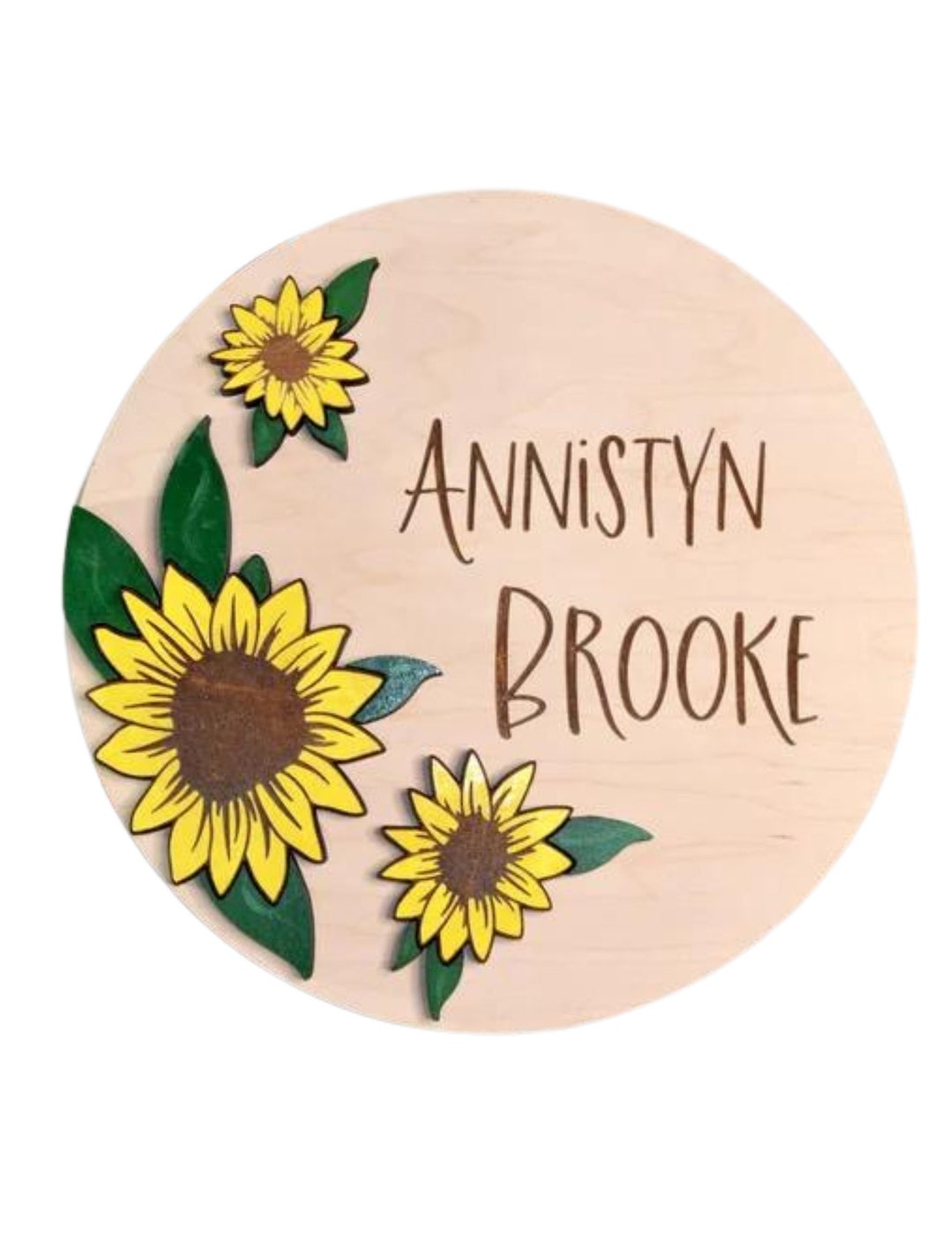 Child's Name Announcement With Sunflowers, Sunflower Door Hanger ...
