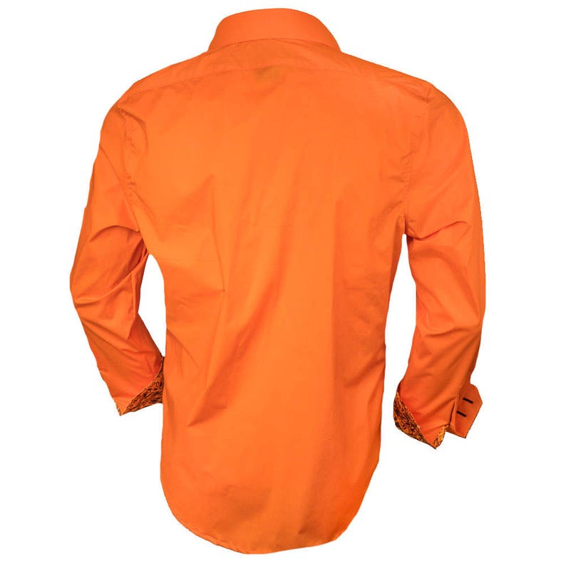 Bright Orange With Black Accent Men's Dress Shirt - Made to Order in ...