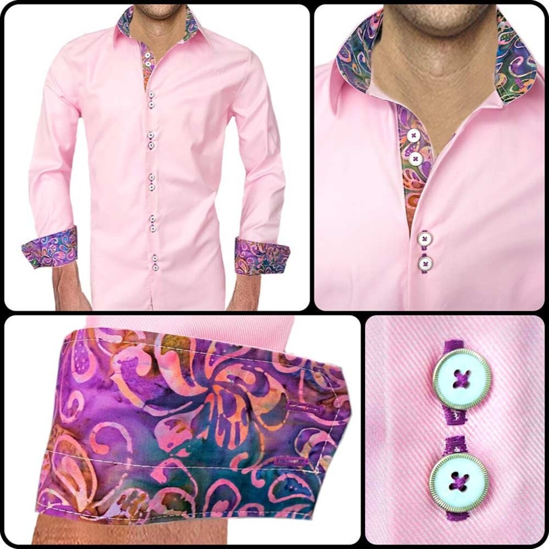 Pink Floral Mens Shirts - Made to Order in USA - Etsy