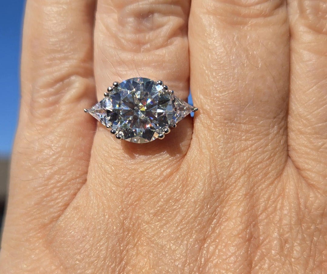 GRA Certified 5ct White Moissanite Diamond Ring - Etsy