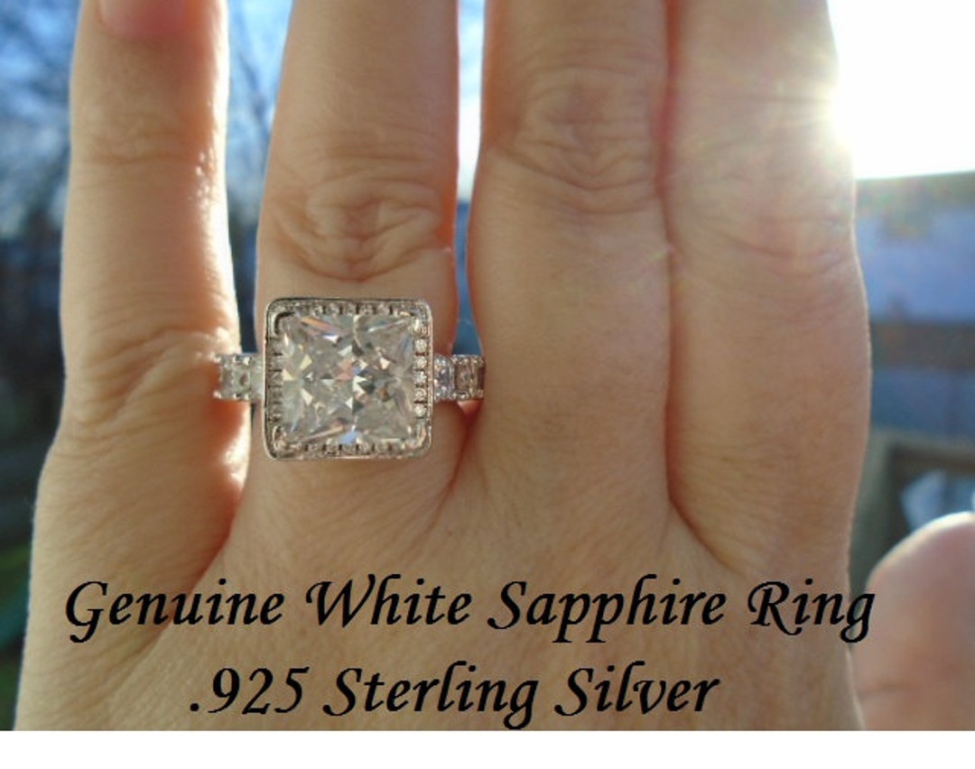 Genuine White Sapphire Ring - Etsy