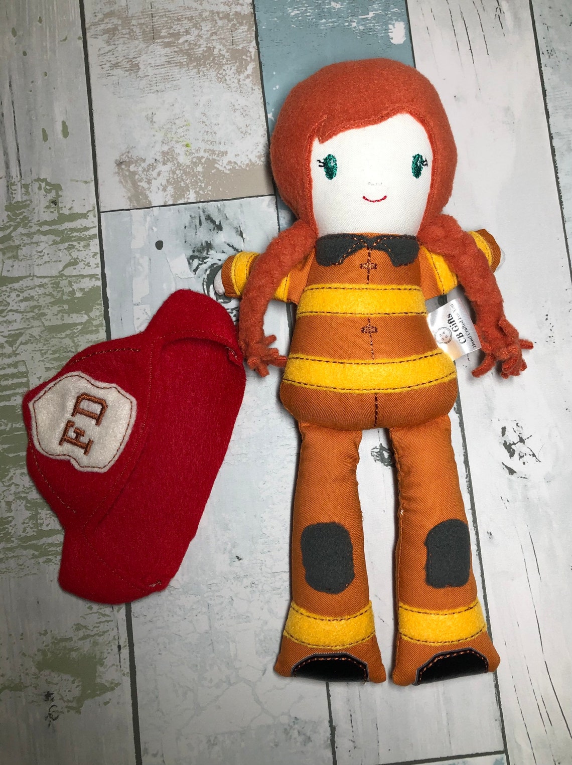Firefighter girl 11 stuffed doll red hair | Etsy