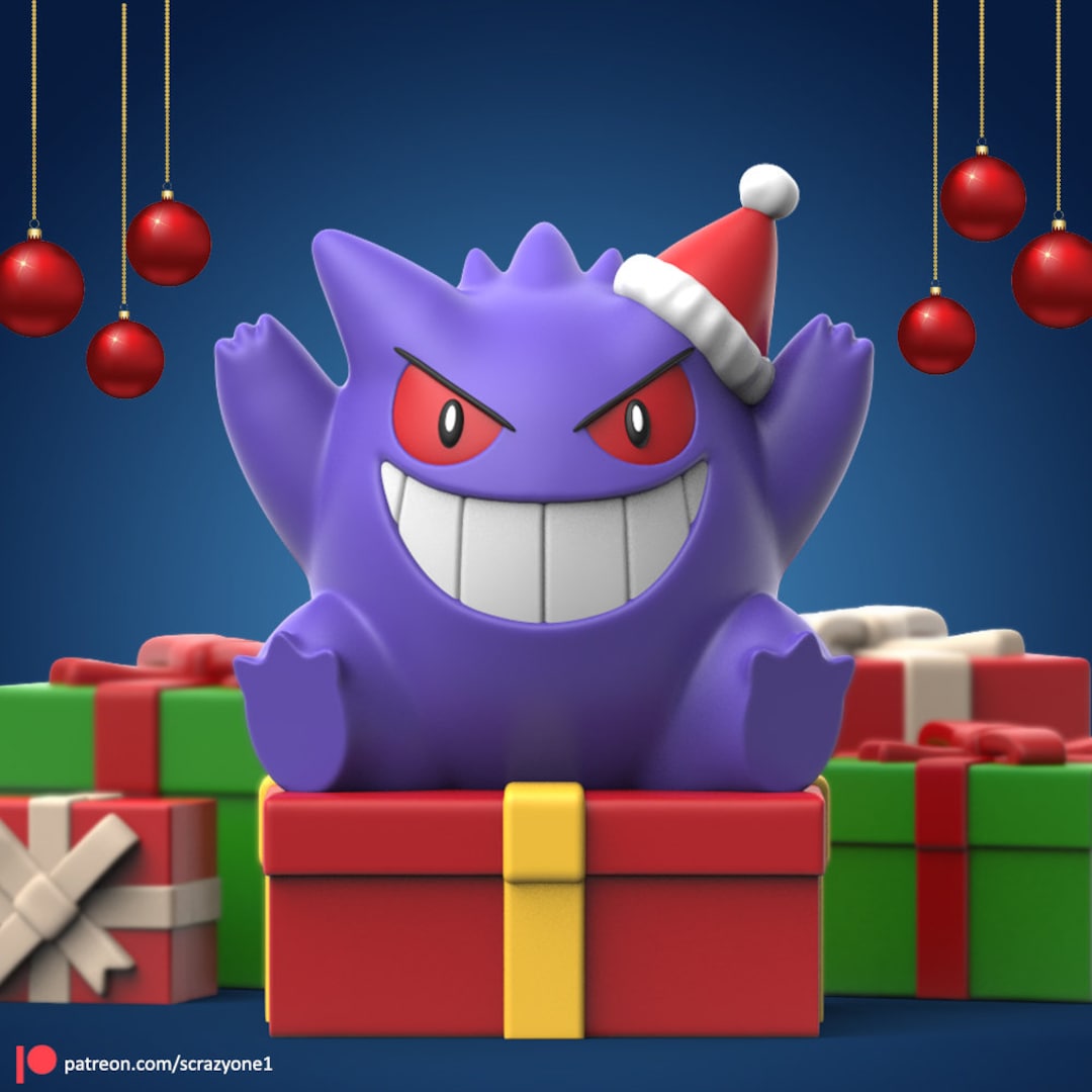 3D Printed Pokemon Christmas Gengar on Present please Read - Etsy