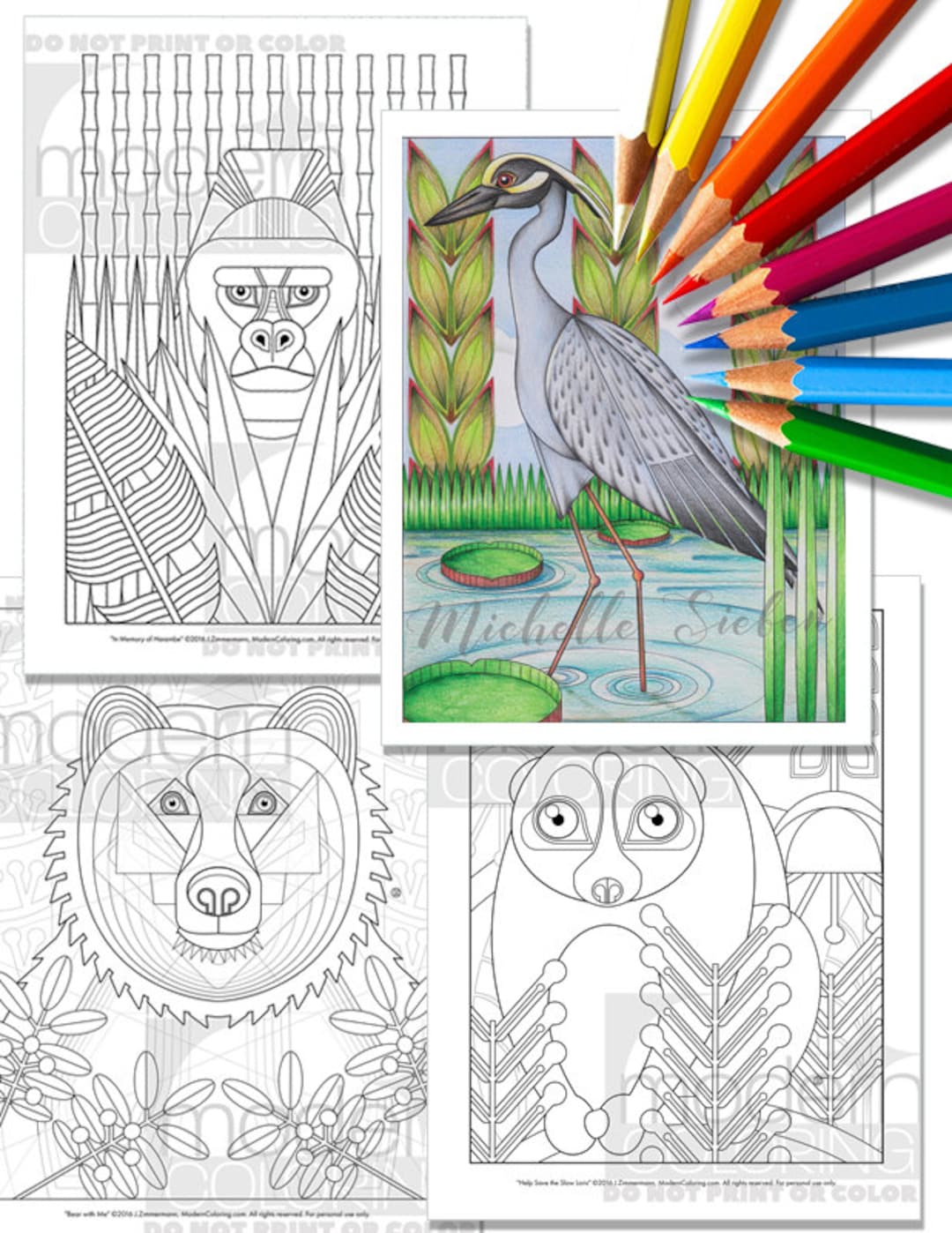 Mod Animal Variety Pack – Digital Download Coloring Pack, Bundle,adult ...