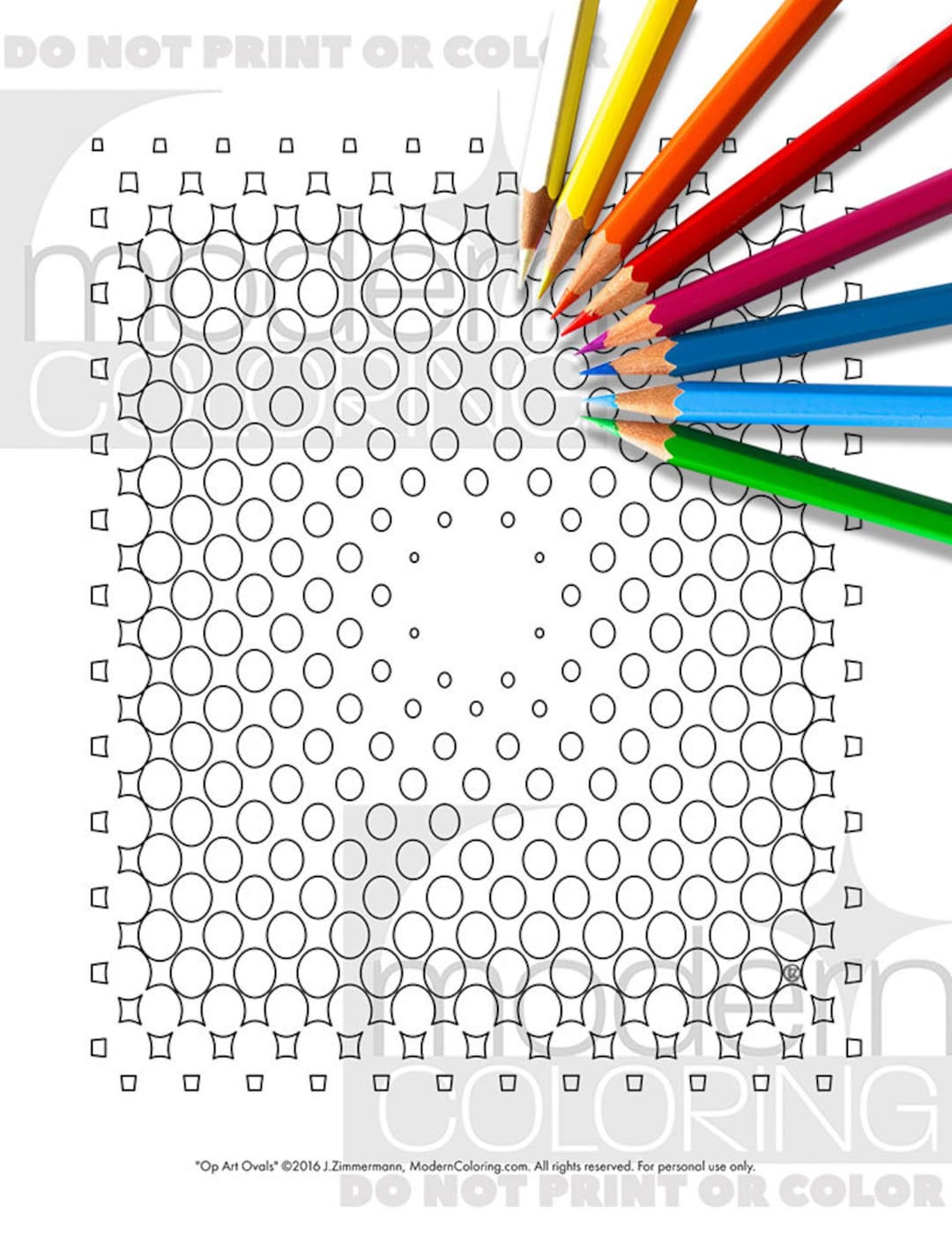 Op Art Ovals – Digital Download Coloring Page, Adult Coloring, Stress ...